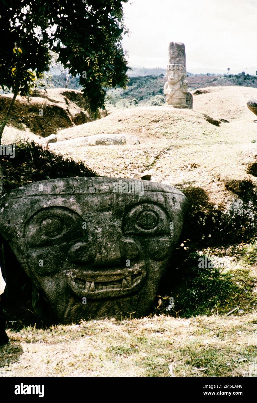 Stone megalith statue, Archaeological Park, San Agustin, Colombia ...
