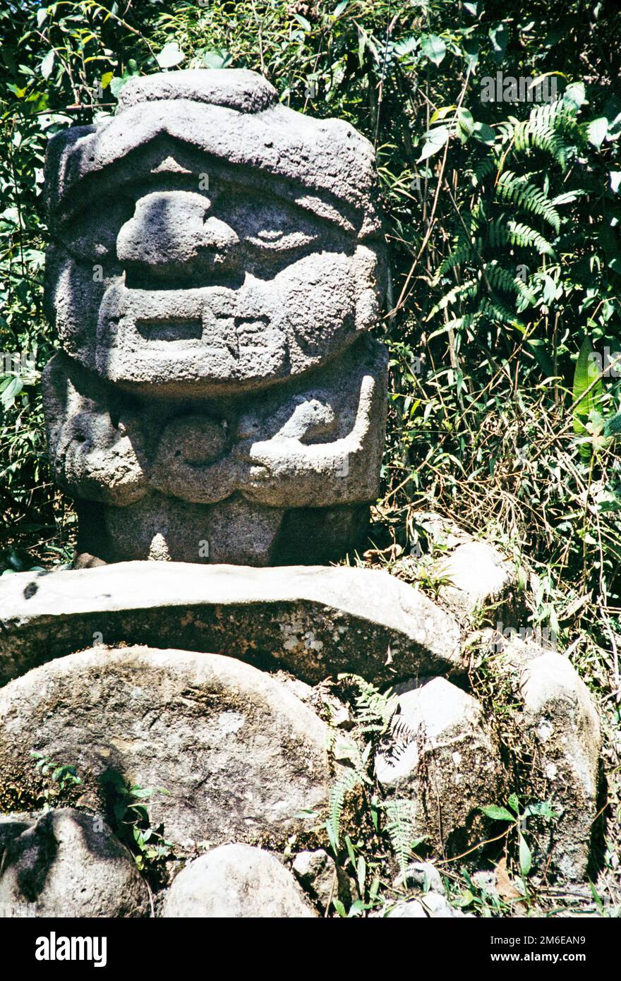 Stone megalith statue, Archaeological Park, San Agustin, Colombia ...