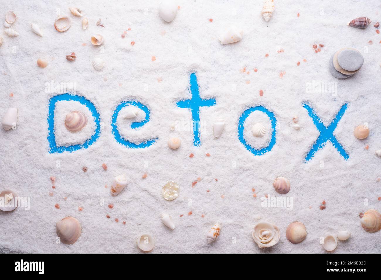 Detox salt with marine shells background. Healthy concept Stock Photo ...
