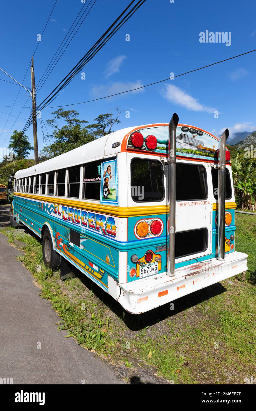 Costa Rica colorful school bus. parked Stock Photo - Alamy