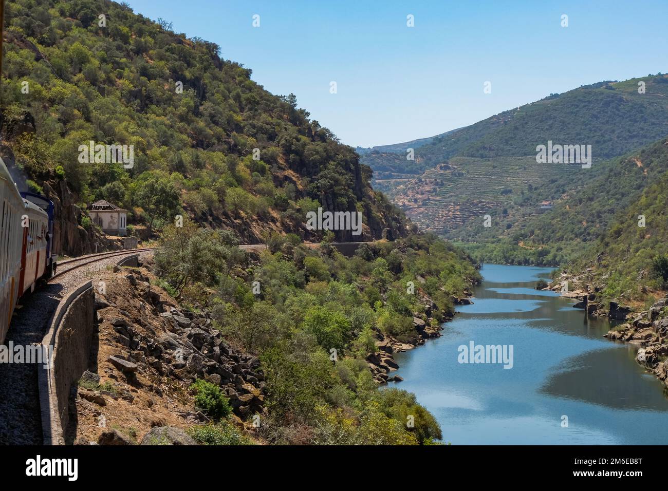 Colorful Historical Train in The Valley of the River Douro, Portugal ...