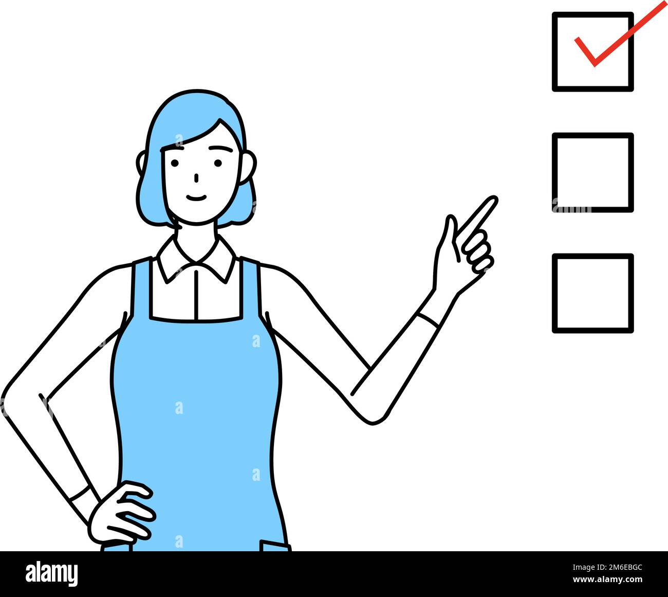 A woman in an apron pointing to a checklist Stock Vector Image & Art ...