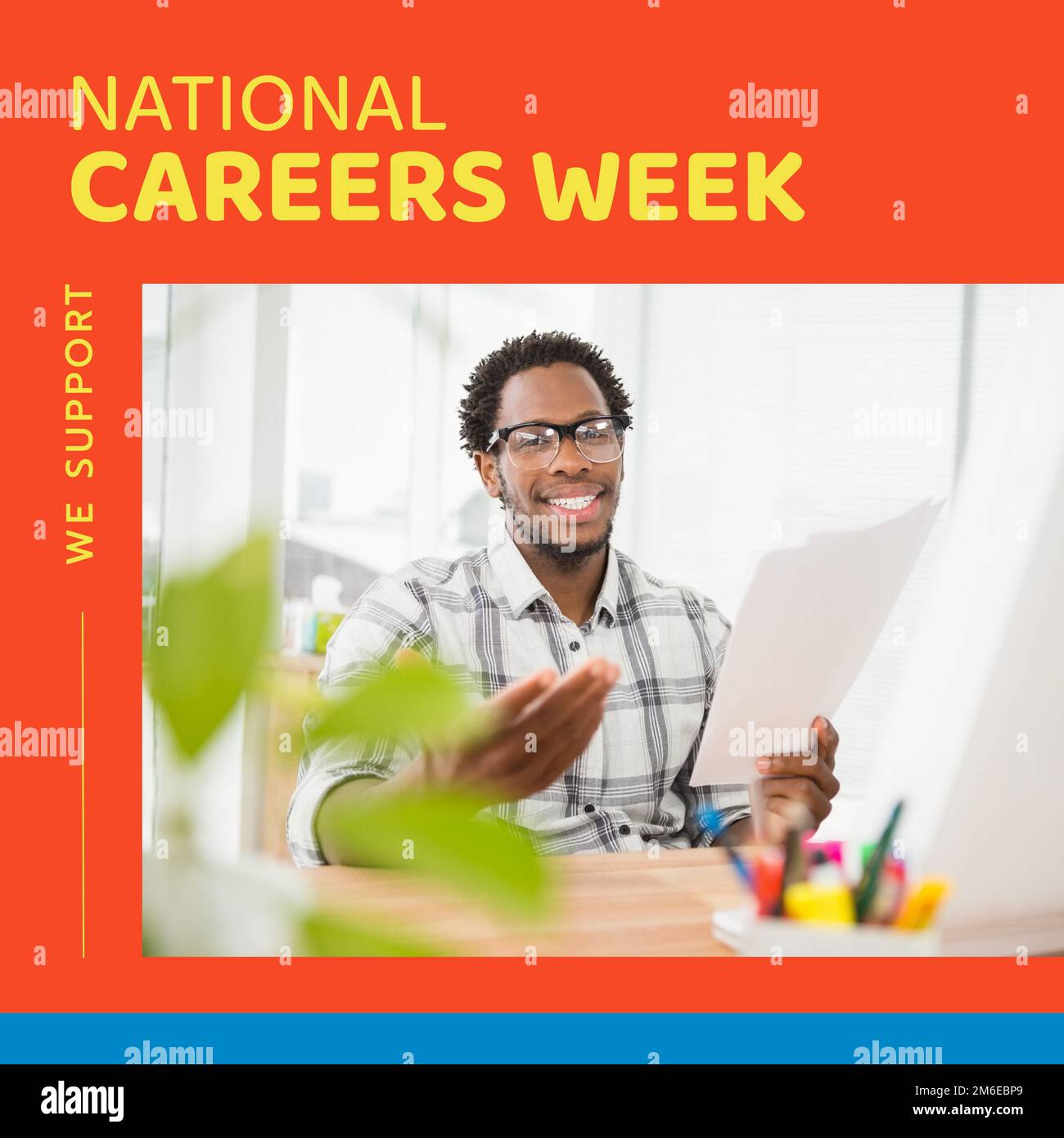 We support national careers week text and african american businessman ...