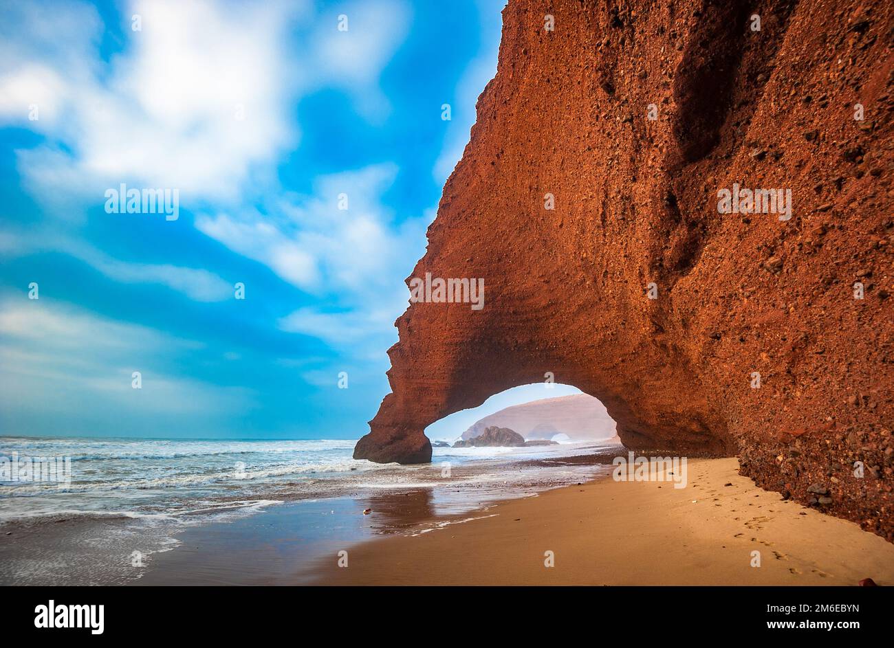 Red arches of Legzira beach, Morocco Stock Photo - Alamy