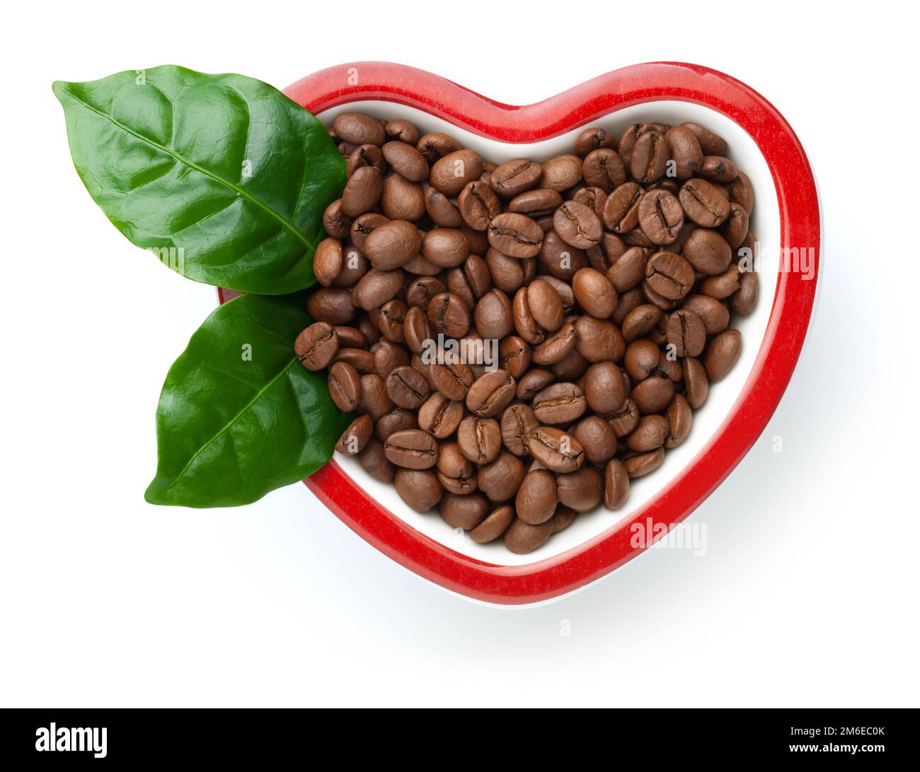 Coffee Beans In Heart Shaped Bowl Isolated Stock Photo - Alamy