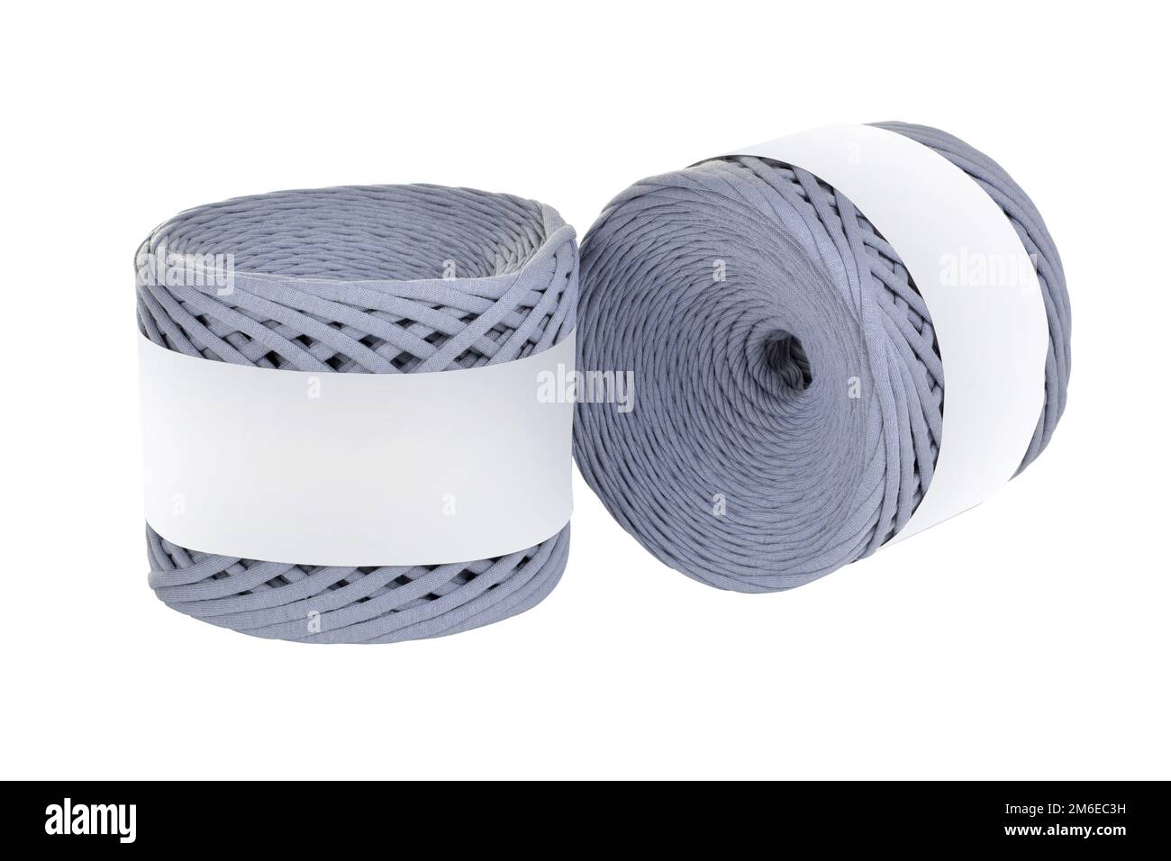 Two skeins of color elastic knitted cotton yarn for crochet. Roll with ...