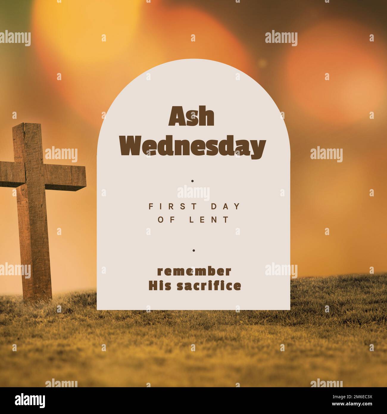 Cross on land and ash wednesday, first day of lent, remember his ...