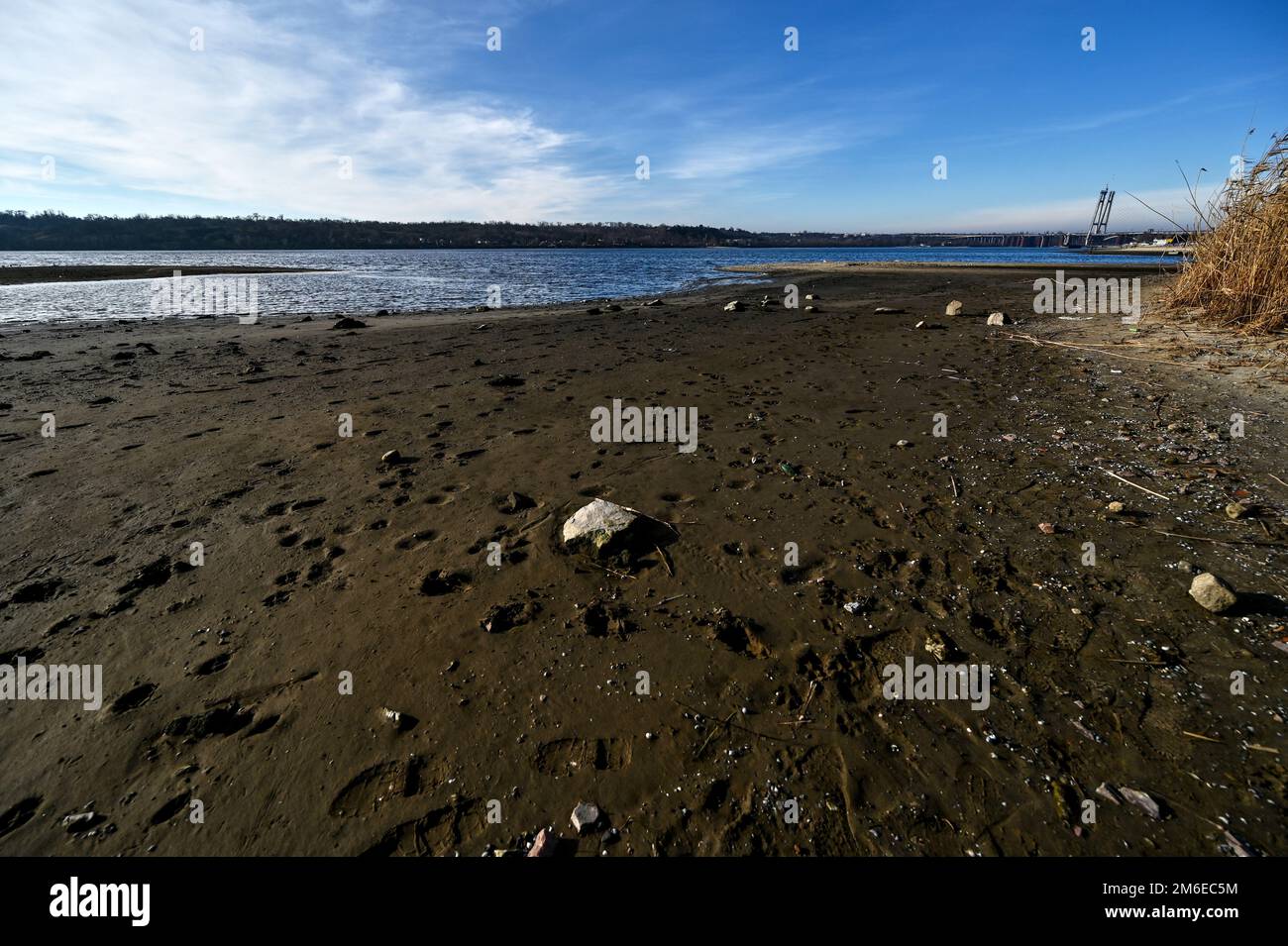 ZAPORIZHZHIA, UKRAINE - JANUARY 3, 2023 - The water in the Dnipro River ...