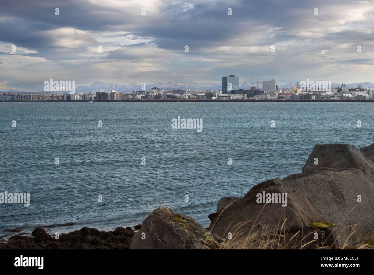 Coast of the North Atlantic ocean in the harbor. Cityview with an ...