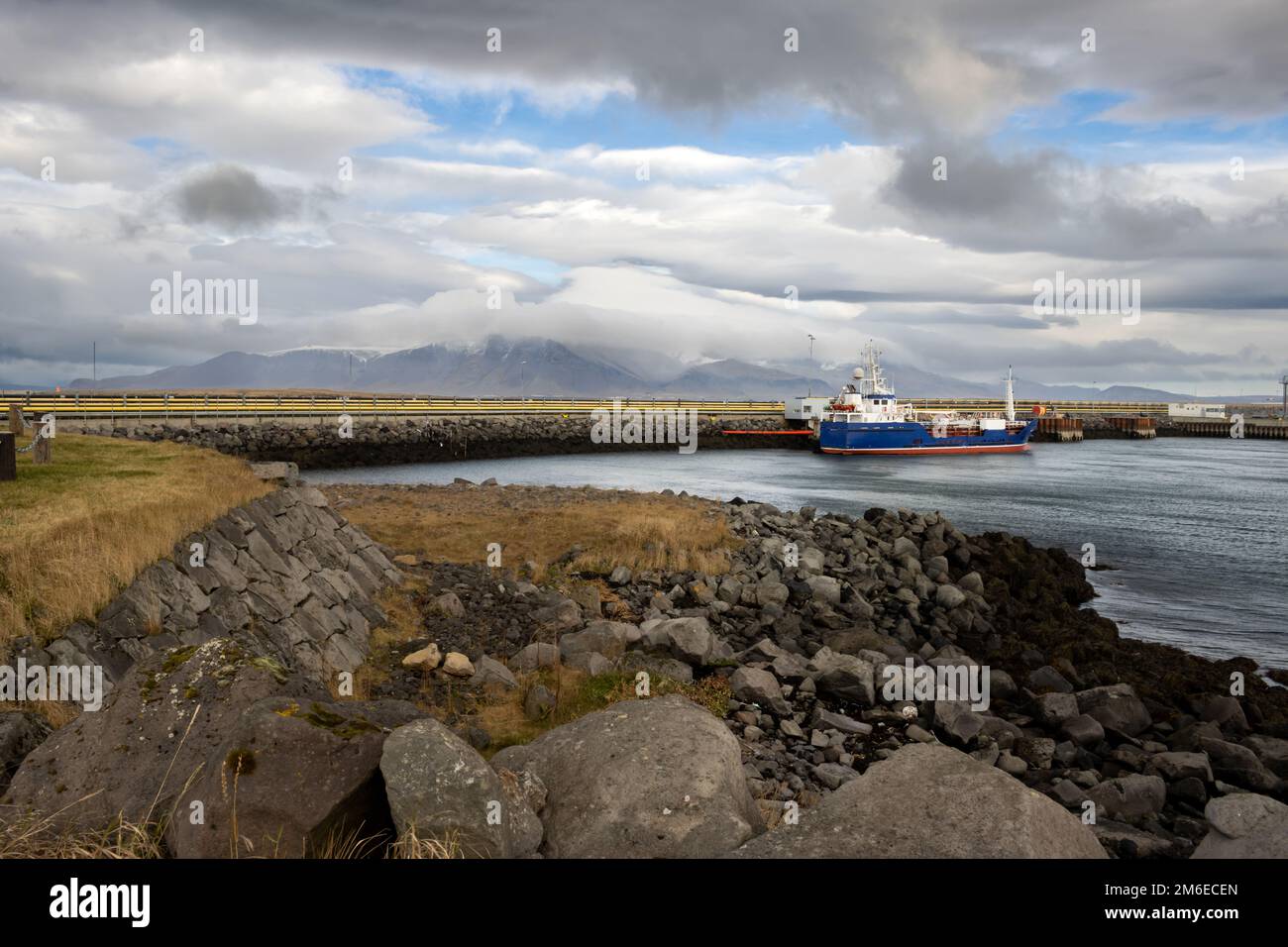 Coast of the North Atlantic ocean in the harbor. Cityview with an ...