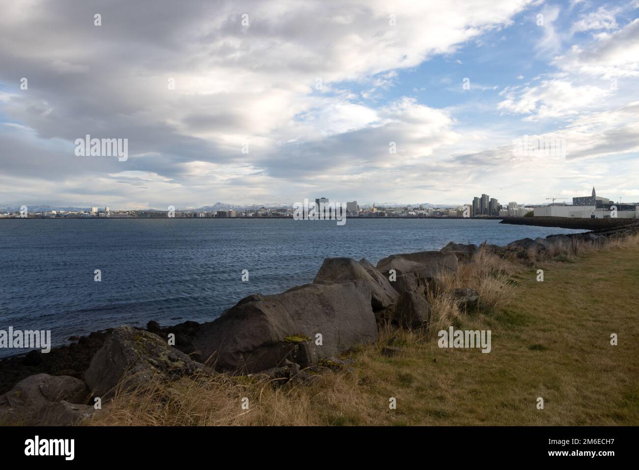 Coast of the North Atlantic ocean in the harbor. Cityview with an ...
