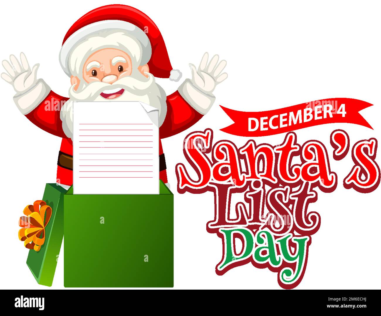 Santa's list day text banner design illustration Stock Vector Image ...