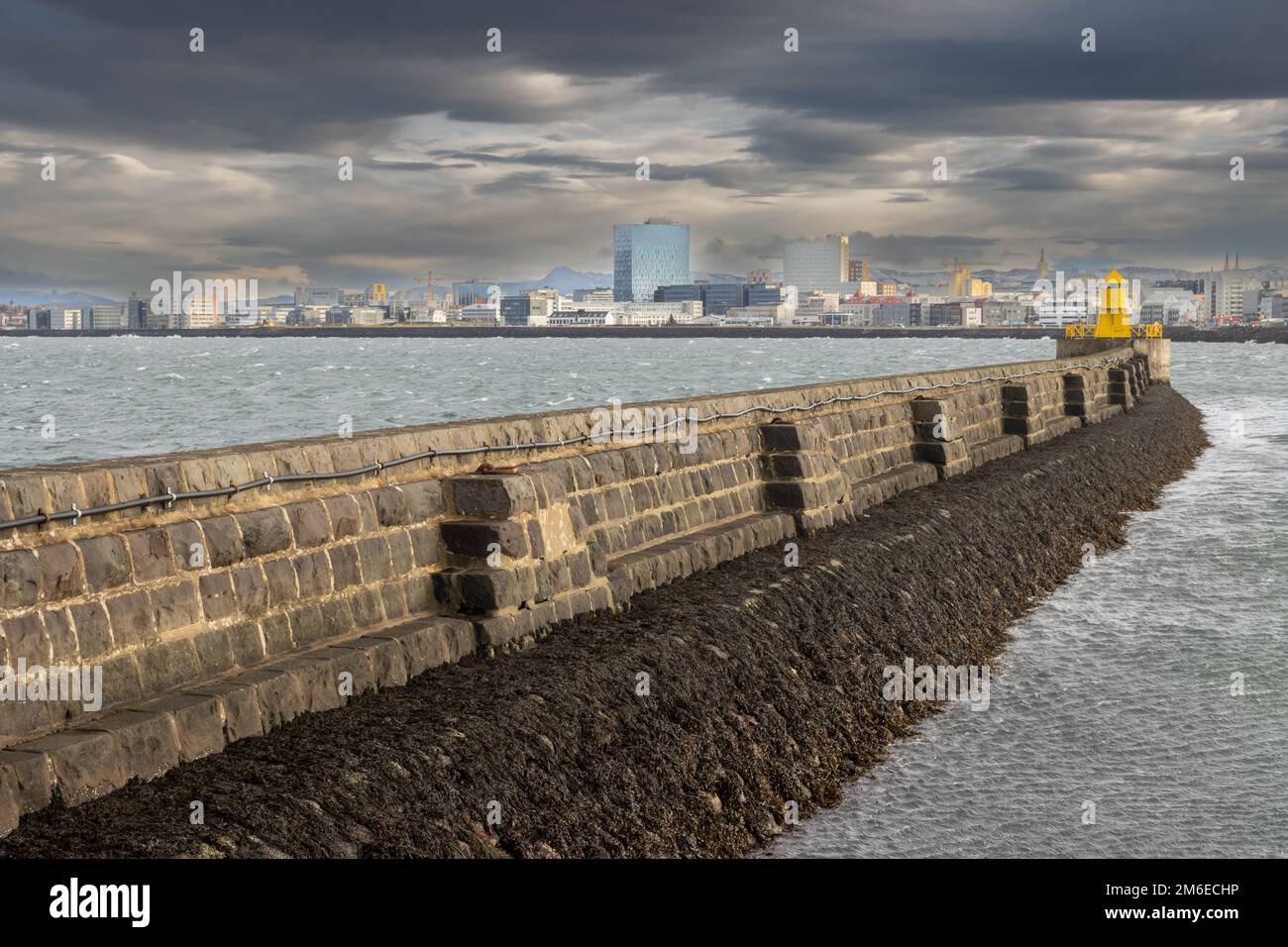 Coast of the North Atlantic ocean in the harbor. Cityview with an ...
