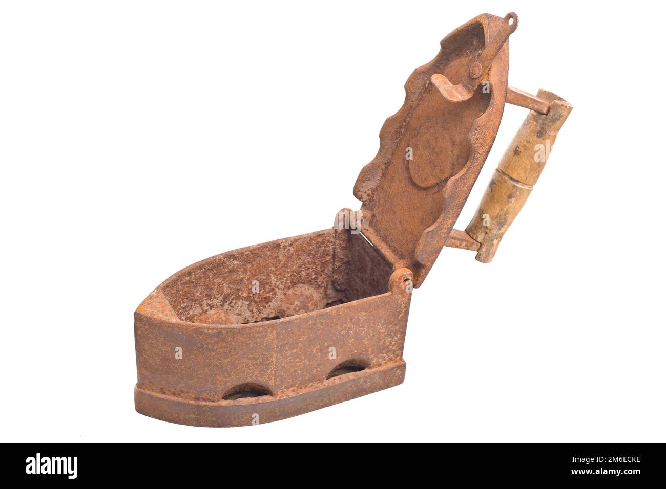 Old vintage Russian Soviet rusty iron isolated on a white background ...