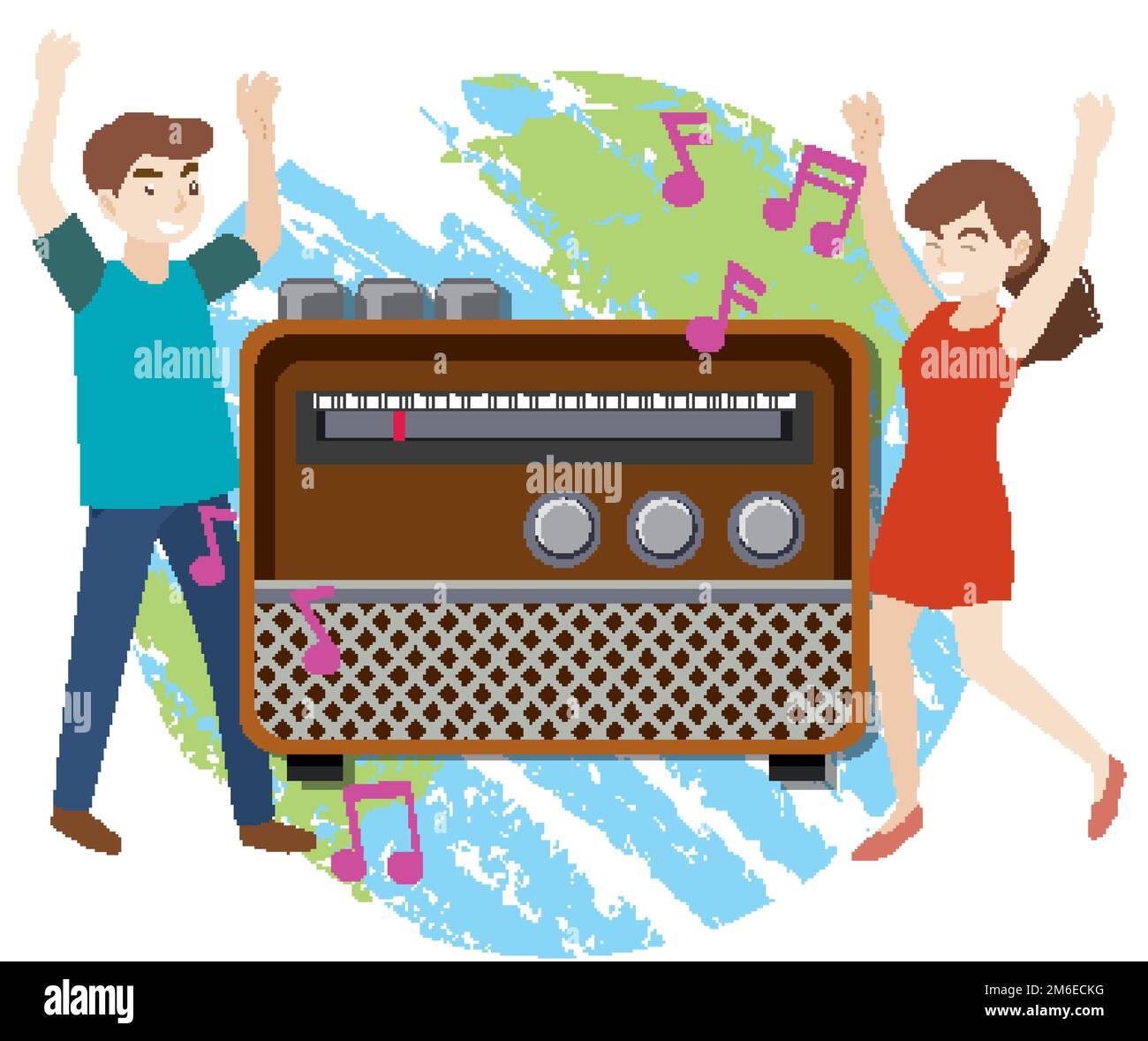 Vintage transistor radio cartoon illustration Stock Vector Image & Art ...