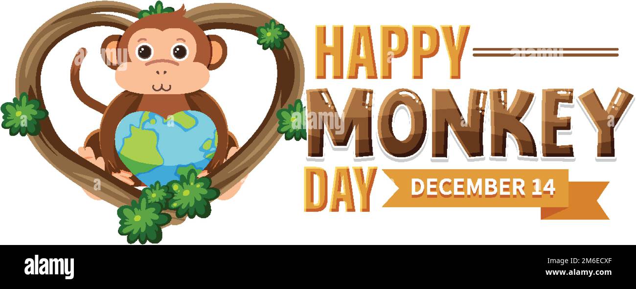 Monkey day text banner design illustration Stock Vector Image & Art - Alamy