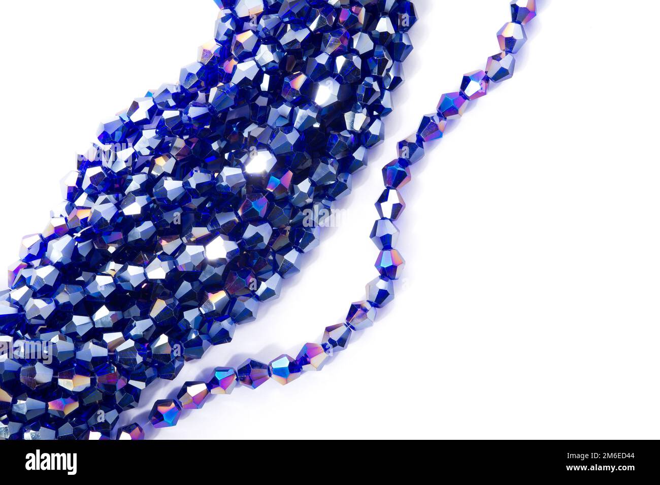 Beautiful blue Glass Sparkle Crystal Isoalted Beads on white background ...