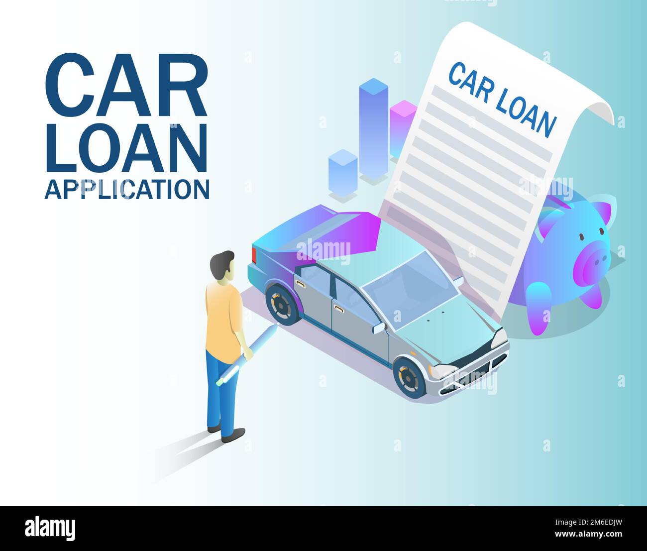 Car loan application concept vector isometric illustration Stock Vector ...