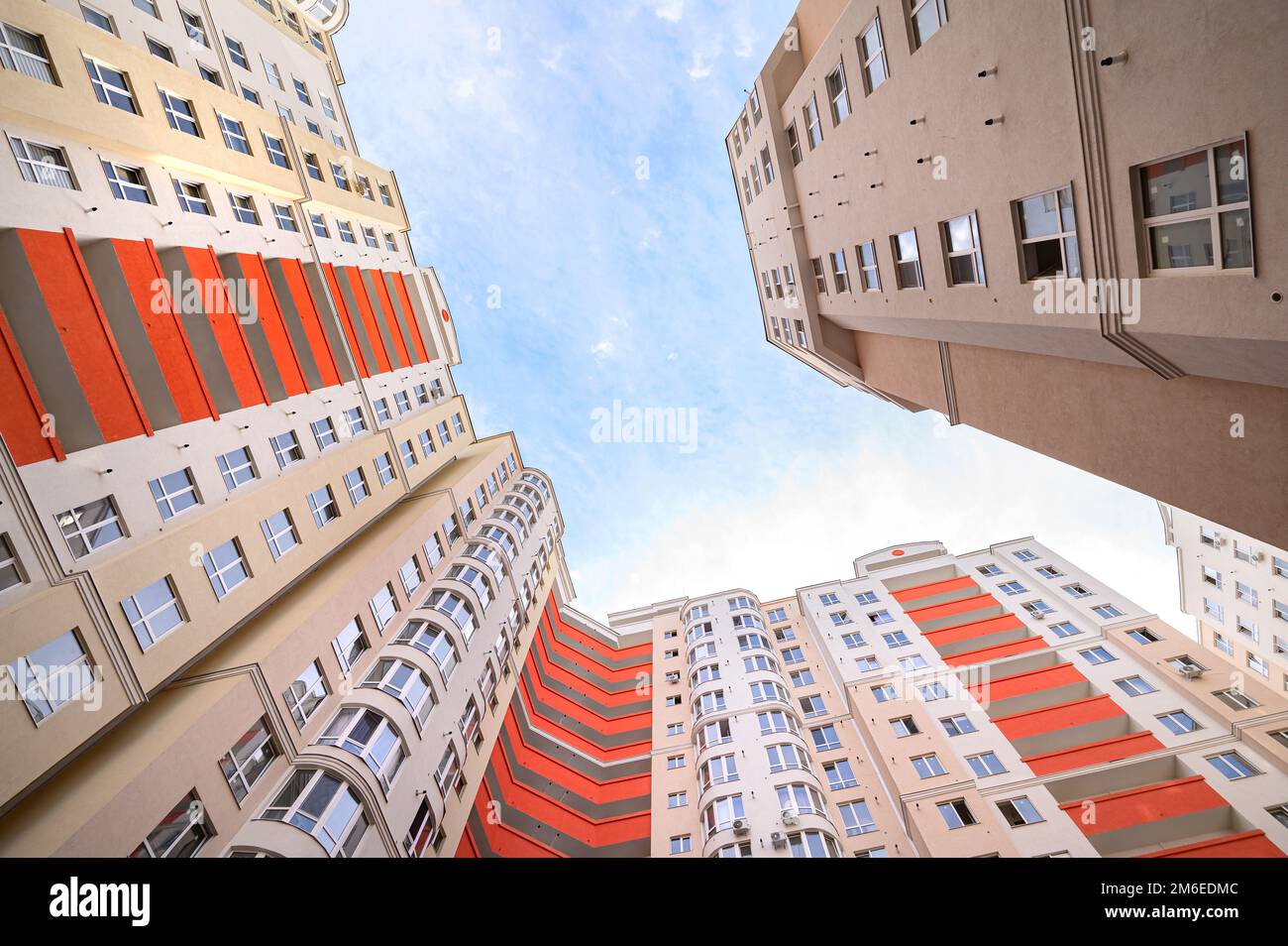 Wide angle shot of brand new apartments buildings exterior Stock Photo ...