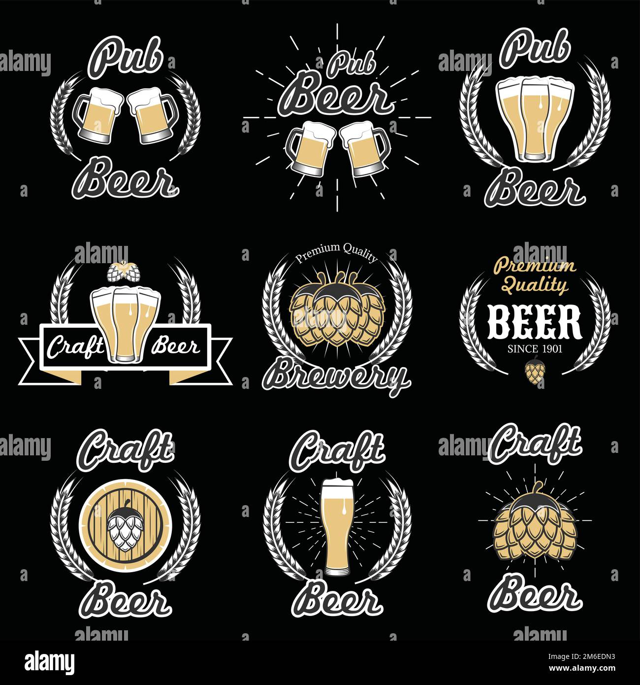 Vintage craft beer brewery emblems hi-res stock photography and images ...