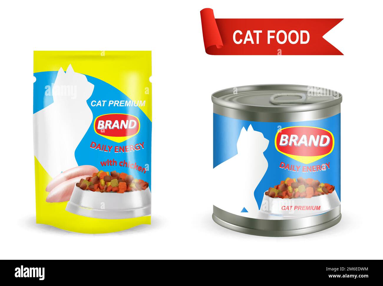 Cat food package mockup set, vector isolated illustration Stock Vector ...