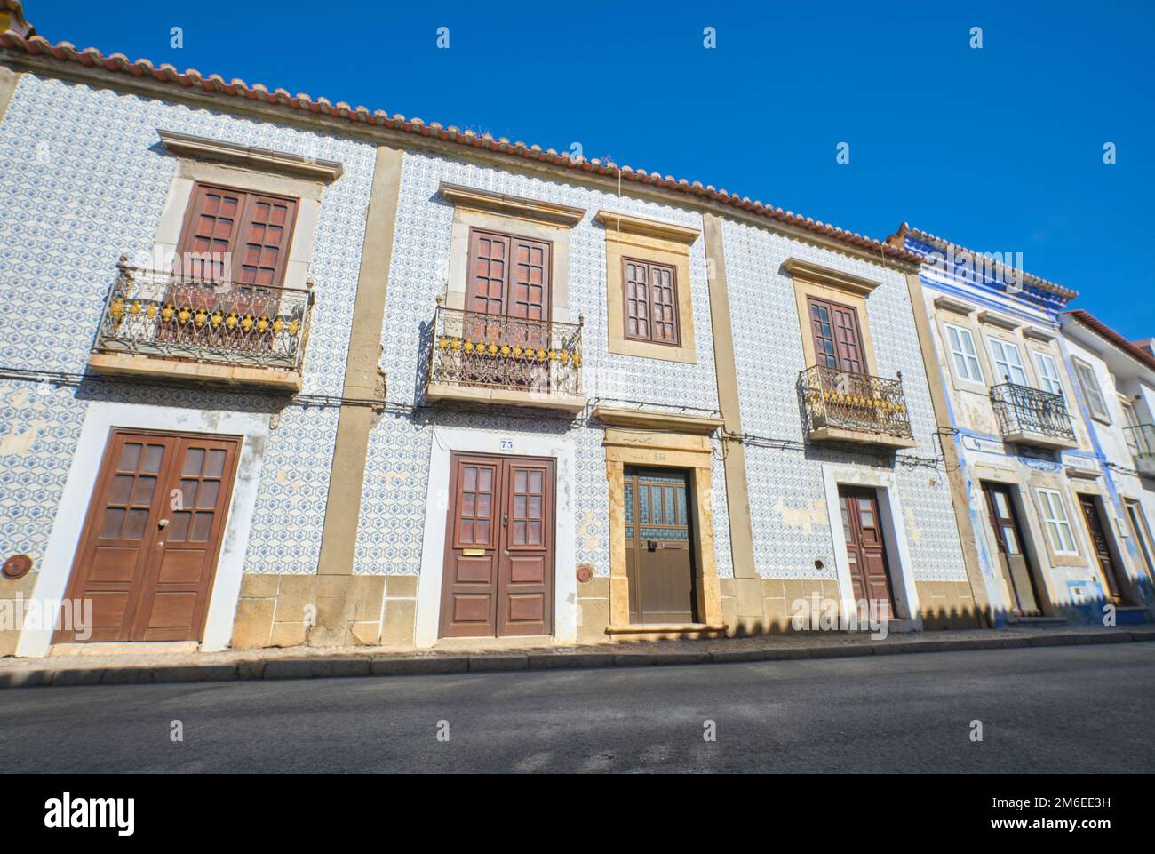 A view of typical Portuguese house, apartment architecture, with ...