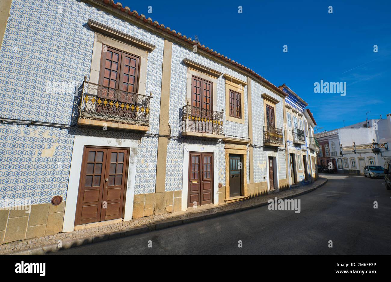 A view of typical Portuguese house, apartment architecture, with ...