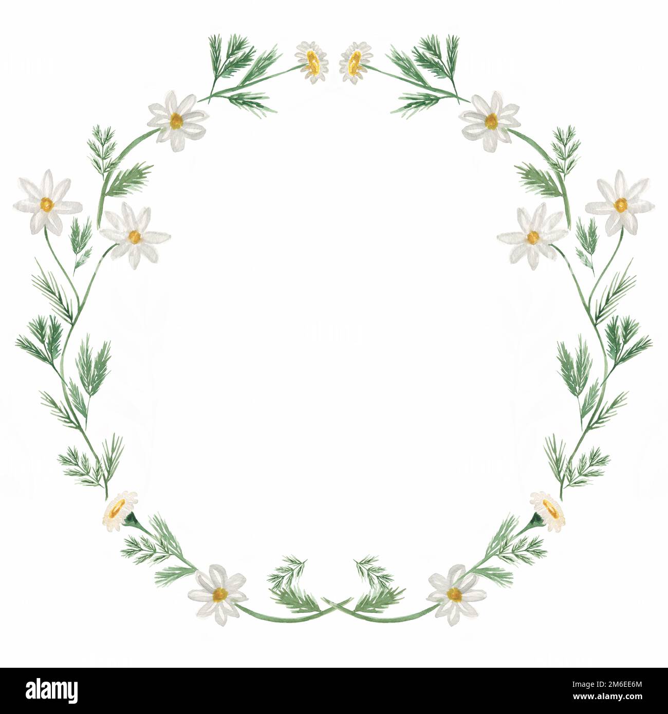 Hand drawn watercolor spring flowers wreath illustration.Wildflower ...