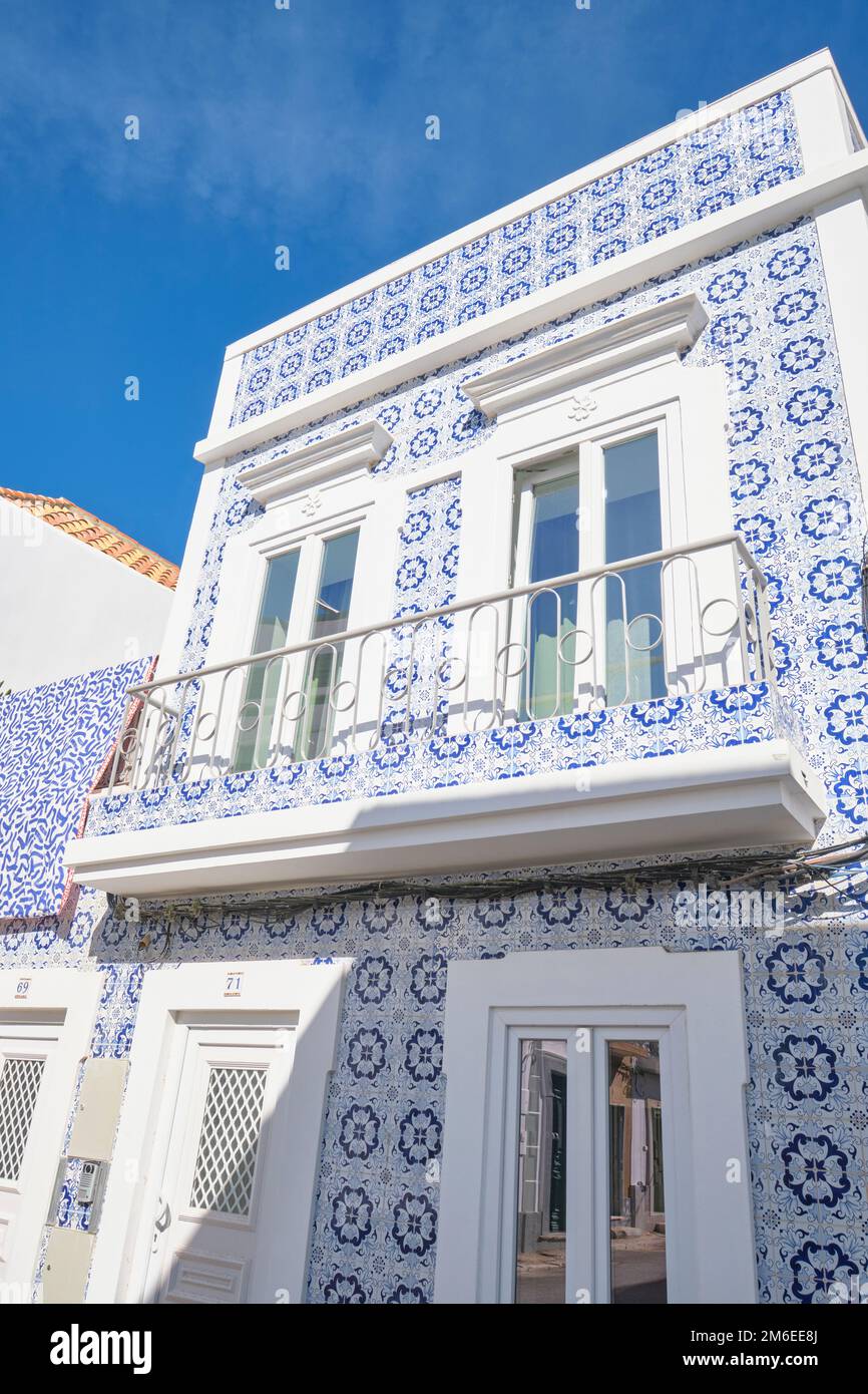 A view of typical Portuguese house, apartment architecture, with ...
