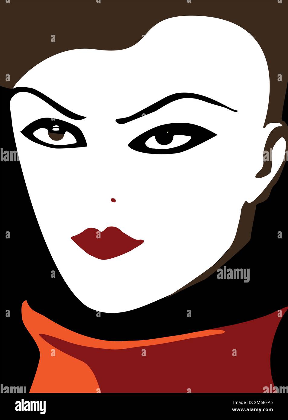 A vertical vector illustration of a portrait of an elegant woman Stock ...