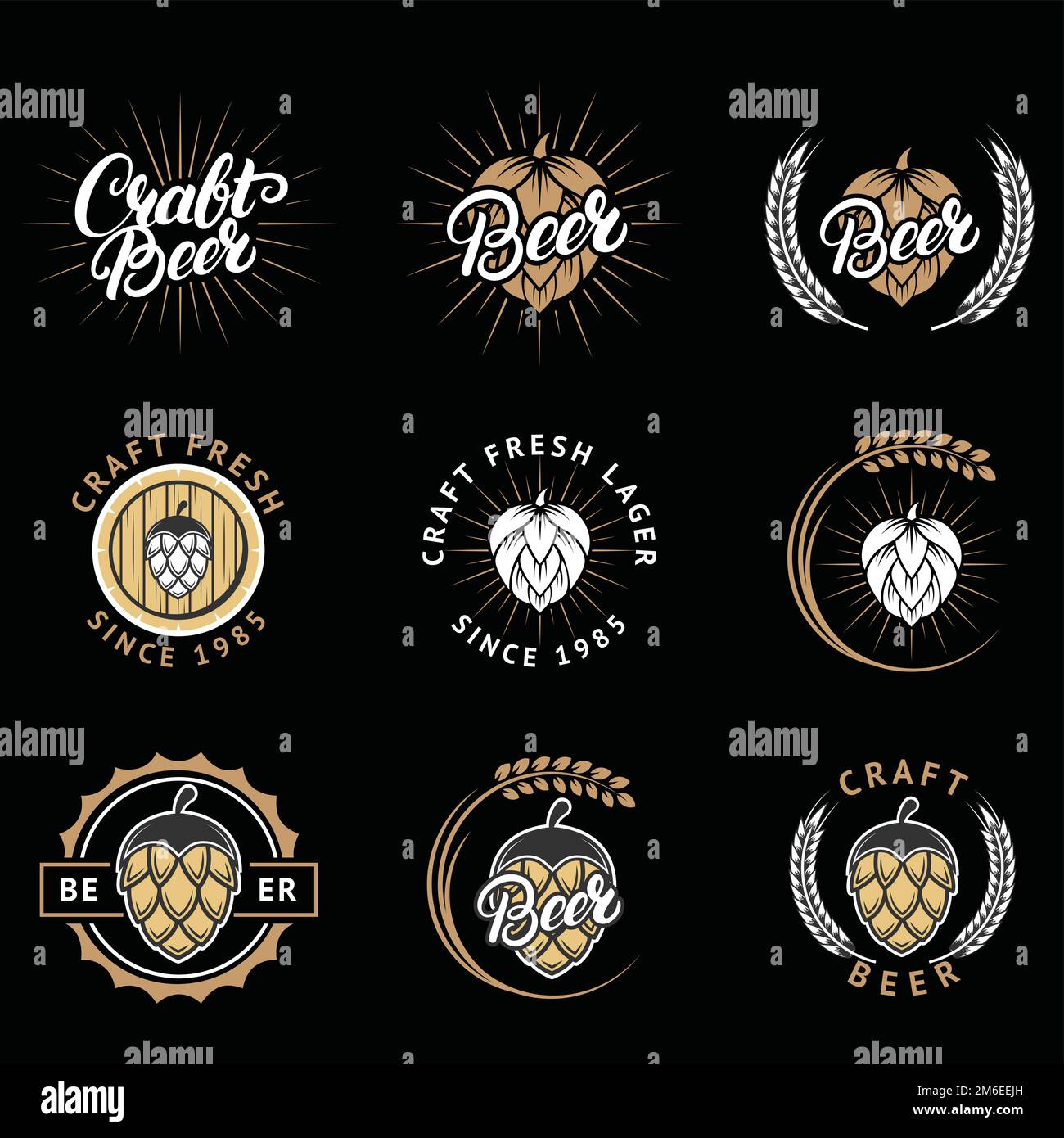 Vector set of craft beer emblems, logos, badges and labels Stock Vector ...