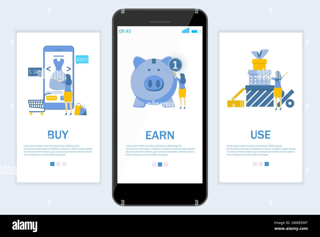 Earn cashback website and mobile app onboarding screens vector template Stock Vector Image & Art ...