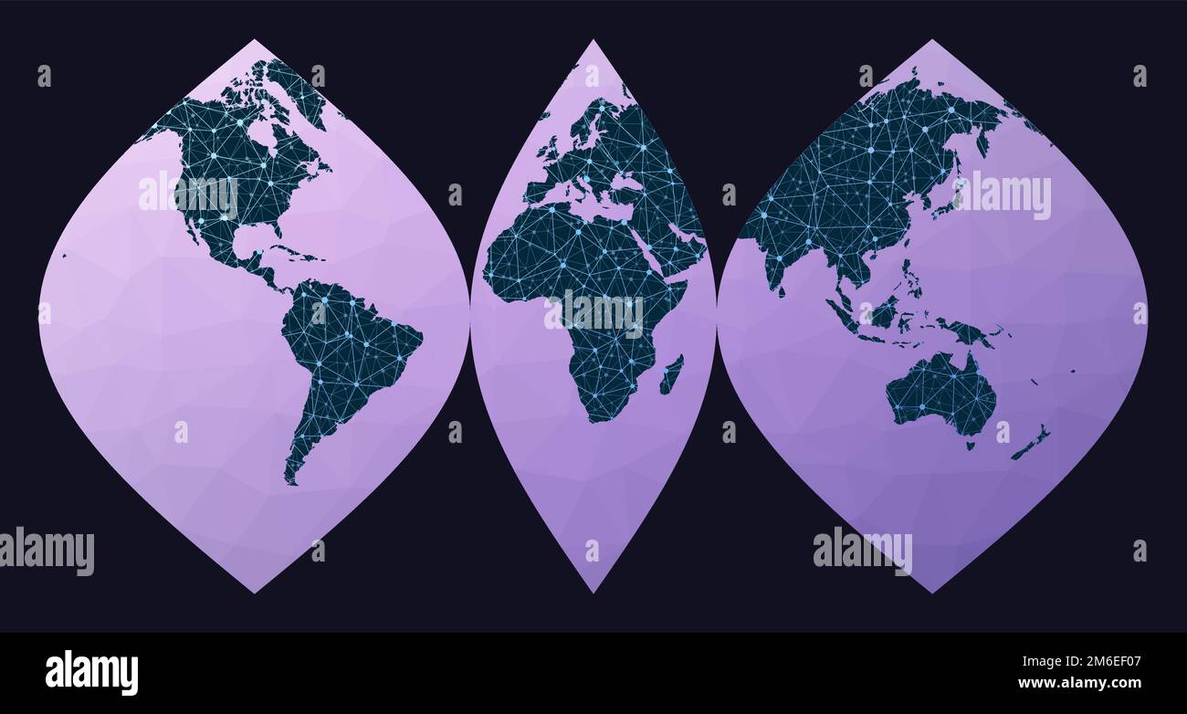 Internet And Global Connections Map Interrupted Sinusoidal Projection