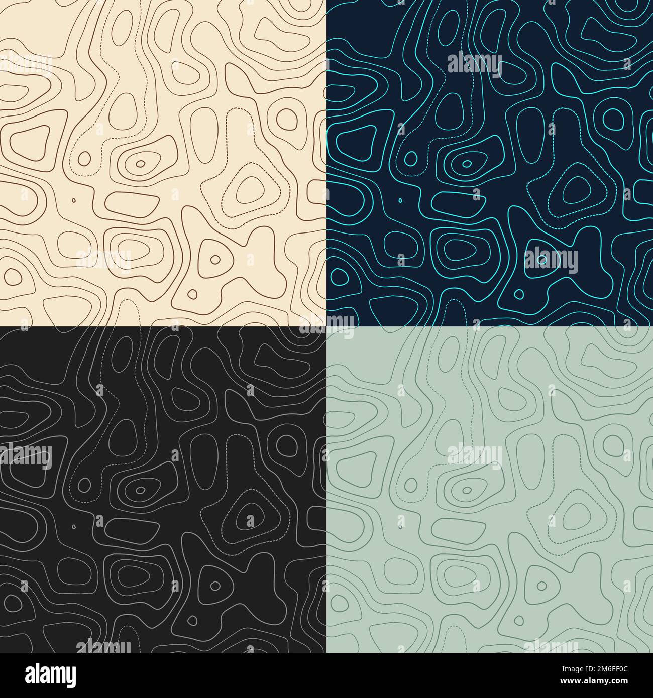 Topography patterns. Seamless elevation map tiles. Amazing isoline ...