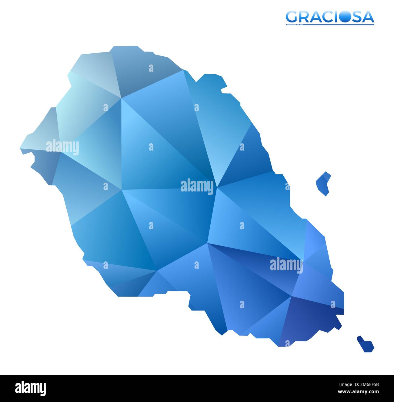 Vector polygonal Graciosa map. Vibrant geometric island in low poly ...