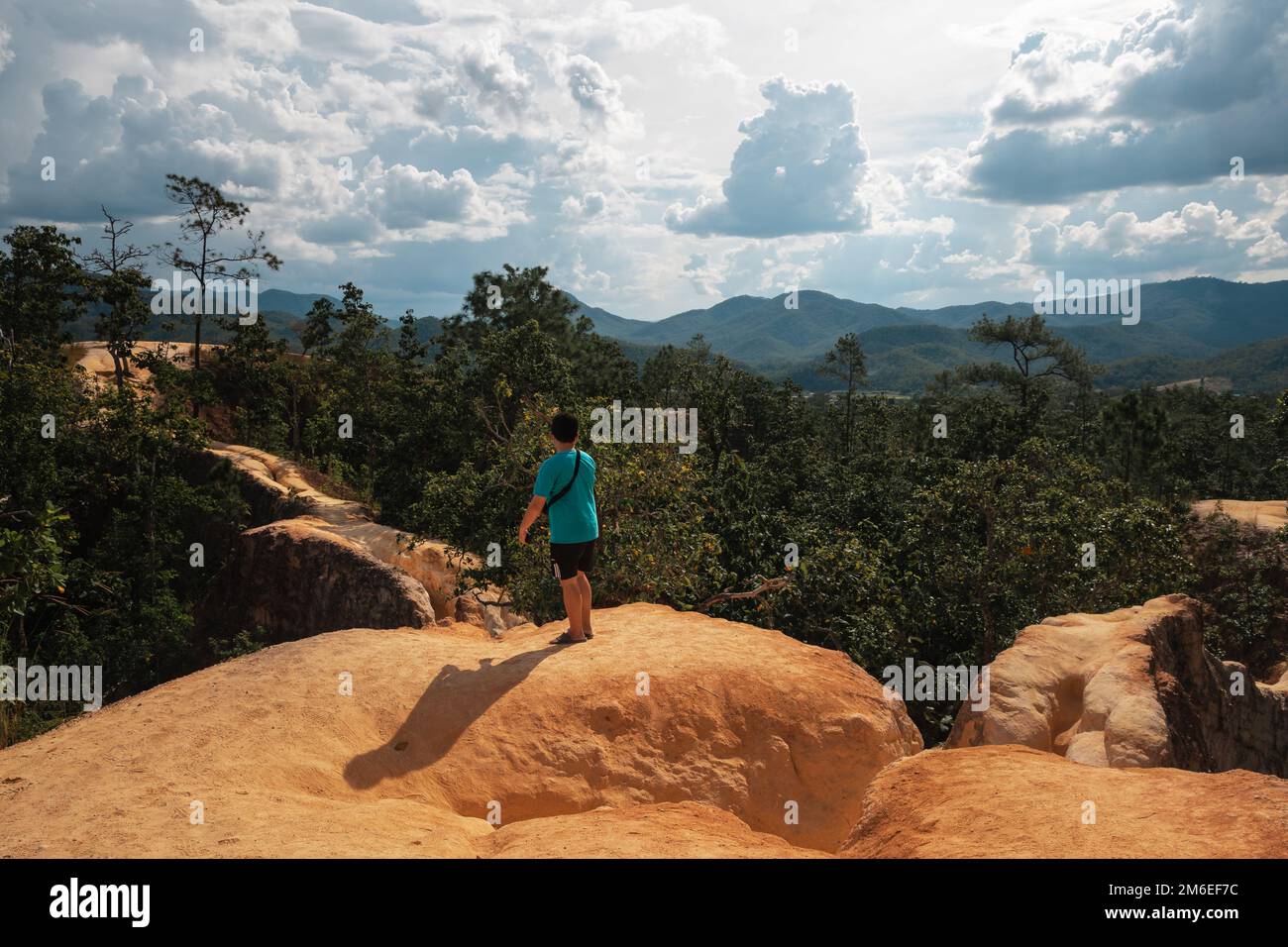 Pai, Thailand. November 20, 2022. Tourist admiring the view at the Pai ...