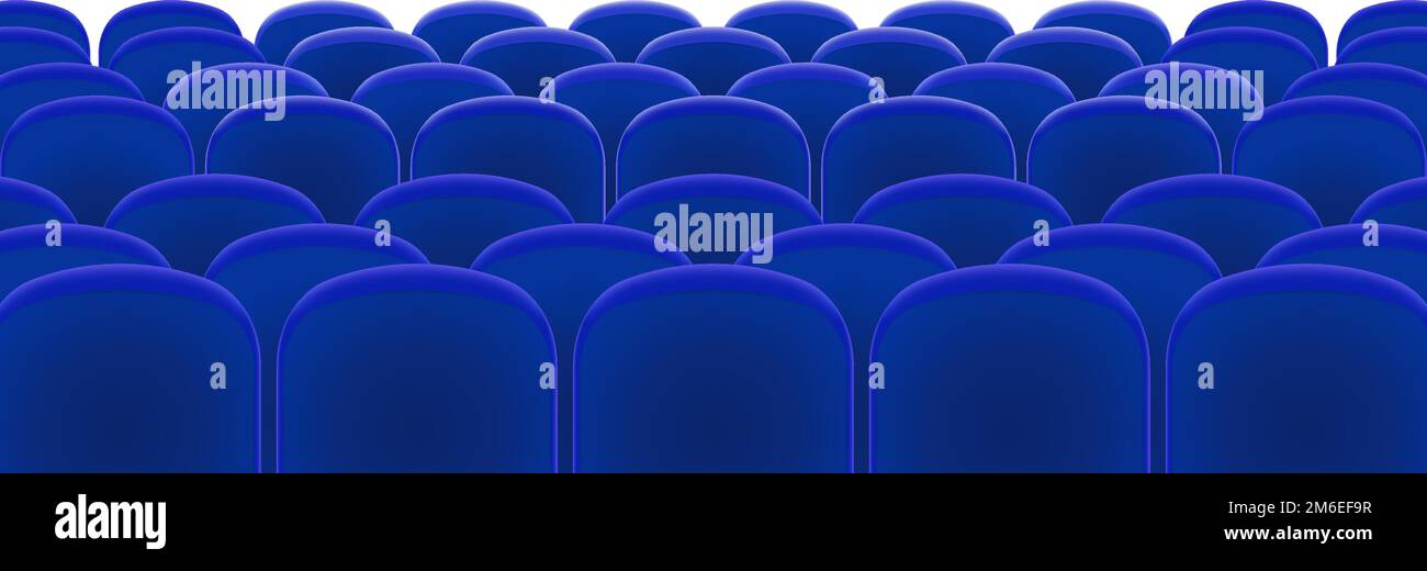 Empty theater seats. Blue realistic movie chairs Stock Vector Image ...