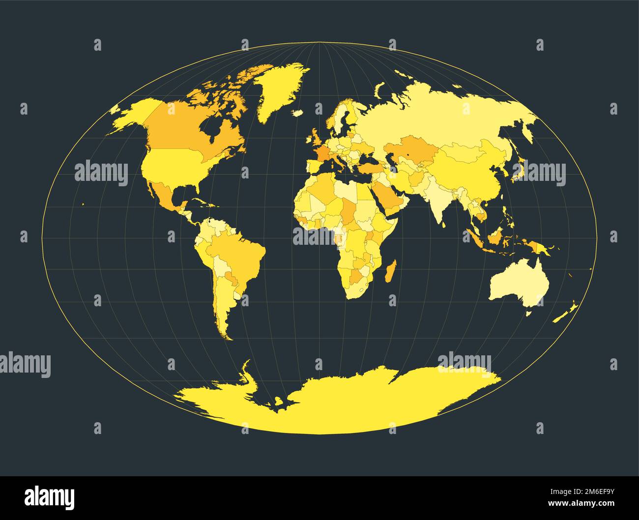 World Map. Fahey pseudocylindrical projection. Futuristic world ...