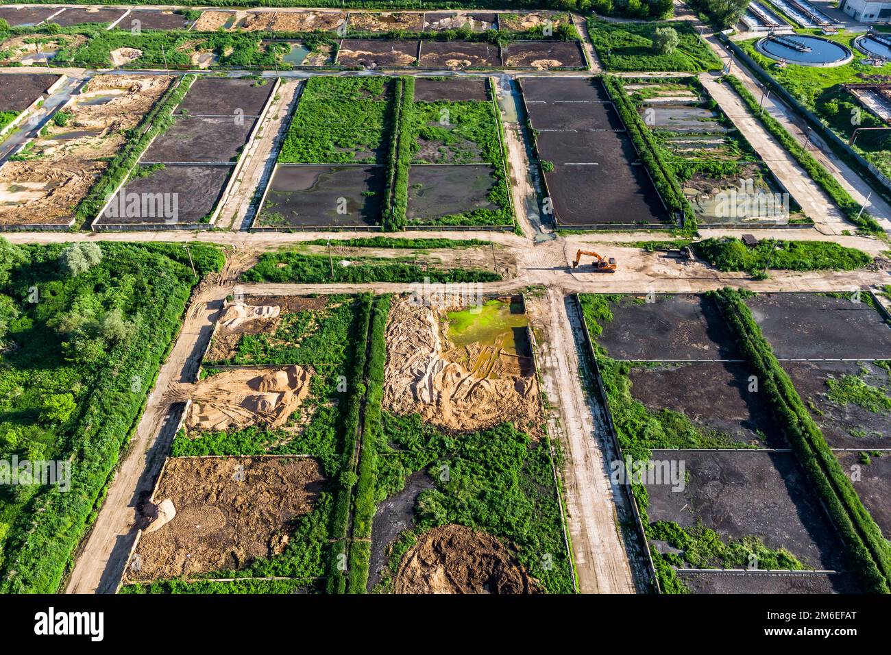 Territory of city sewage treatment plants with silt maps from a height ...