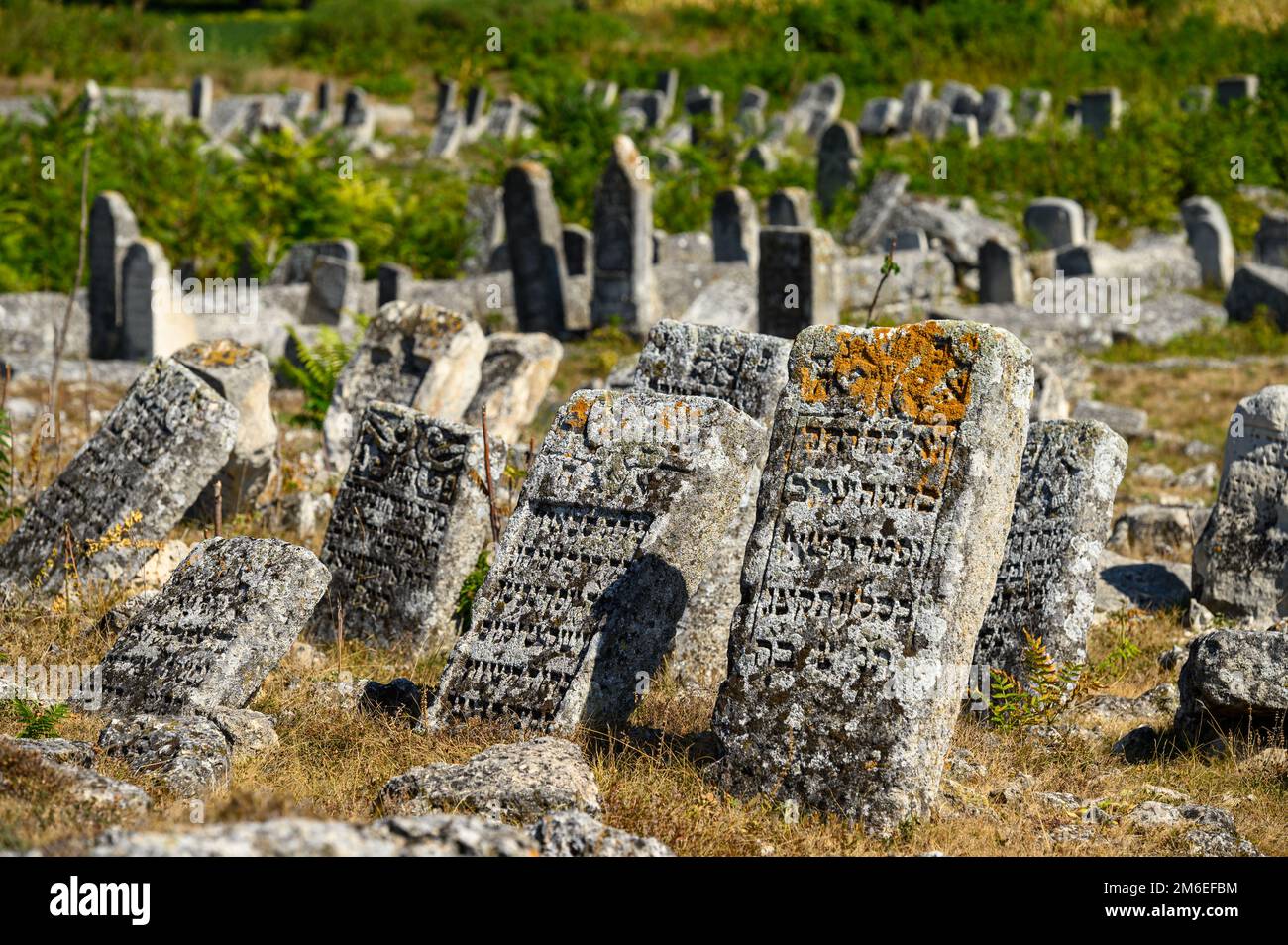 Old tombstones at the ancient Jewish cemetery in Vadul liu Rascov in ...
