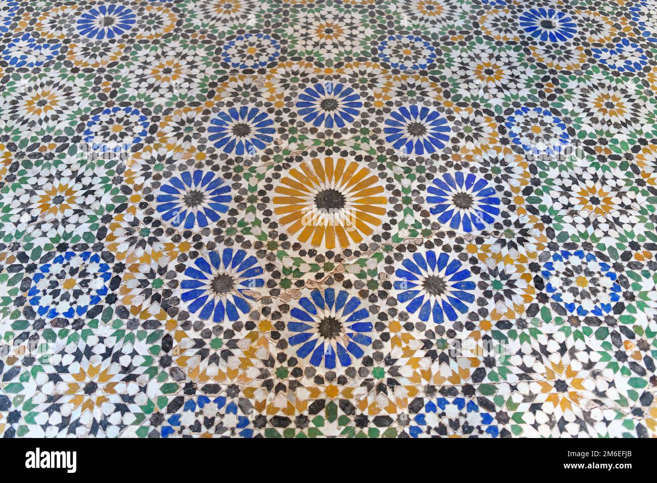 Closeups of Zellige (or Zellij) mosaic tiles at Bahia Palace in ...