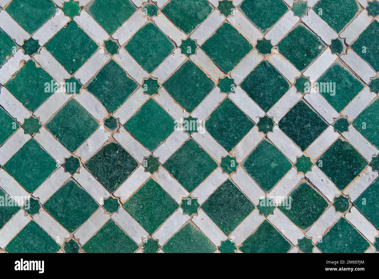 Closeups of Zellige (or Zellij) mosaic tiles at Bahia Palace in ...