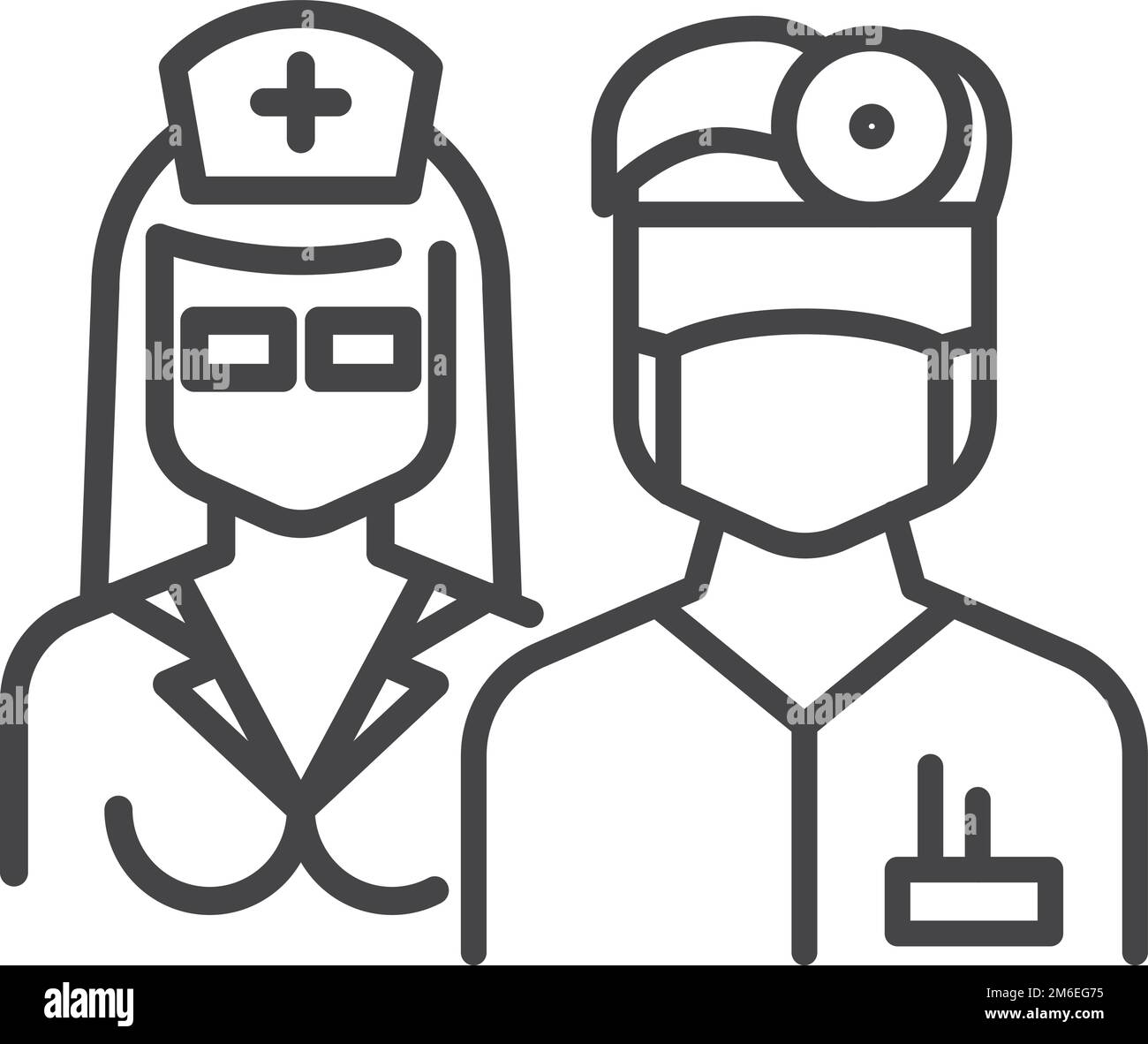 Doctor and nurse linear icon. Medical staff symbol Stock Vector Image ...