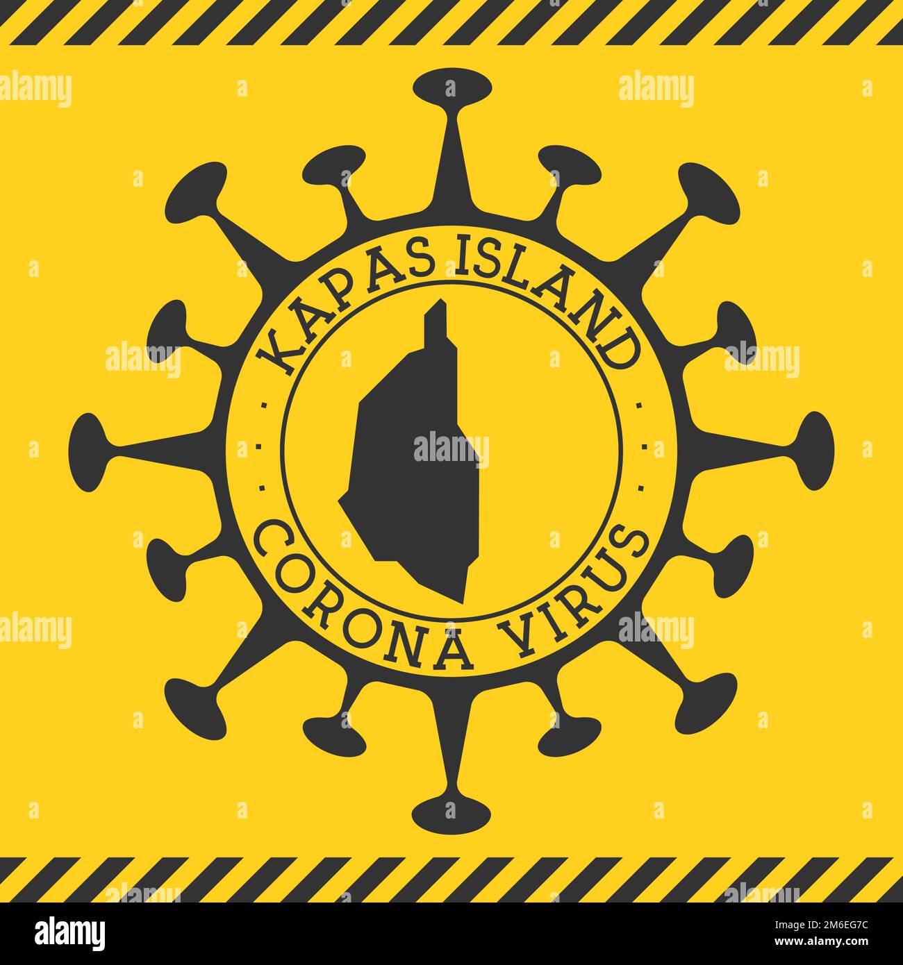 Coronavirus in Kapas Island sign. Round badge with shape of virus and ...