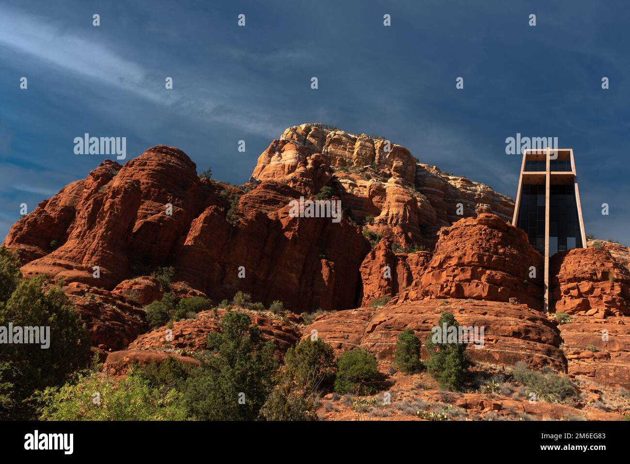 The Chapel of the Holy Cross with the sandstone rock formations in ...