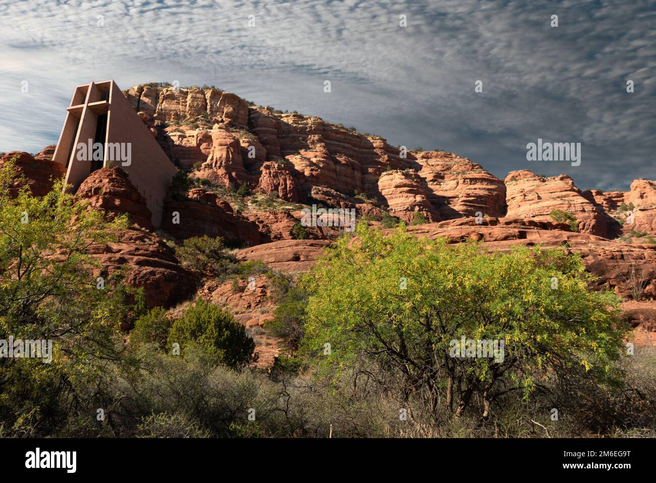 The Chapel of the Holy Cross with the sandstone rock formations in ...
