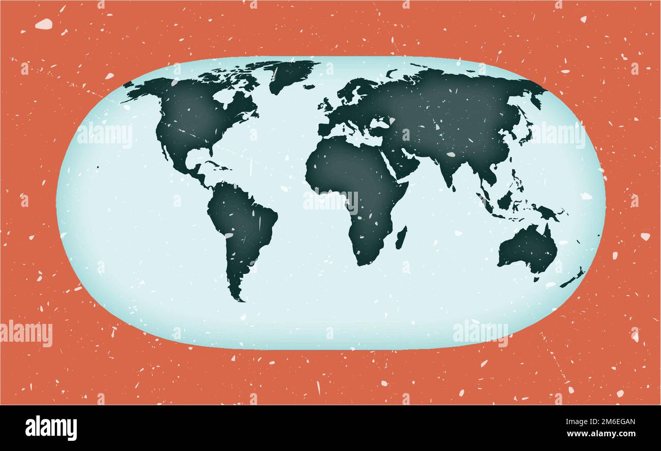 World Map Poster. Natural Earth II projection. Vintage World shape with ...