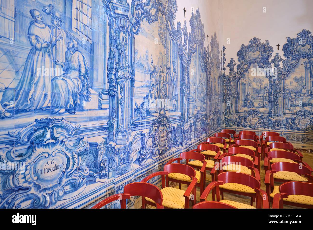 A view of the interior walls, covered in biblical, religious scenes ...