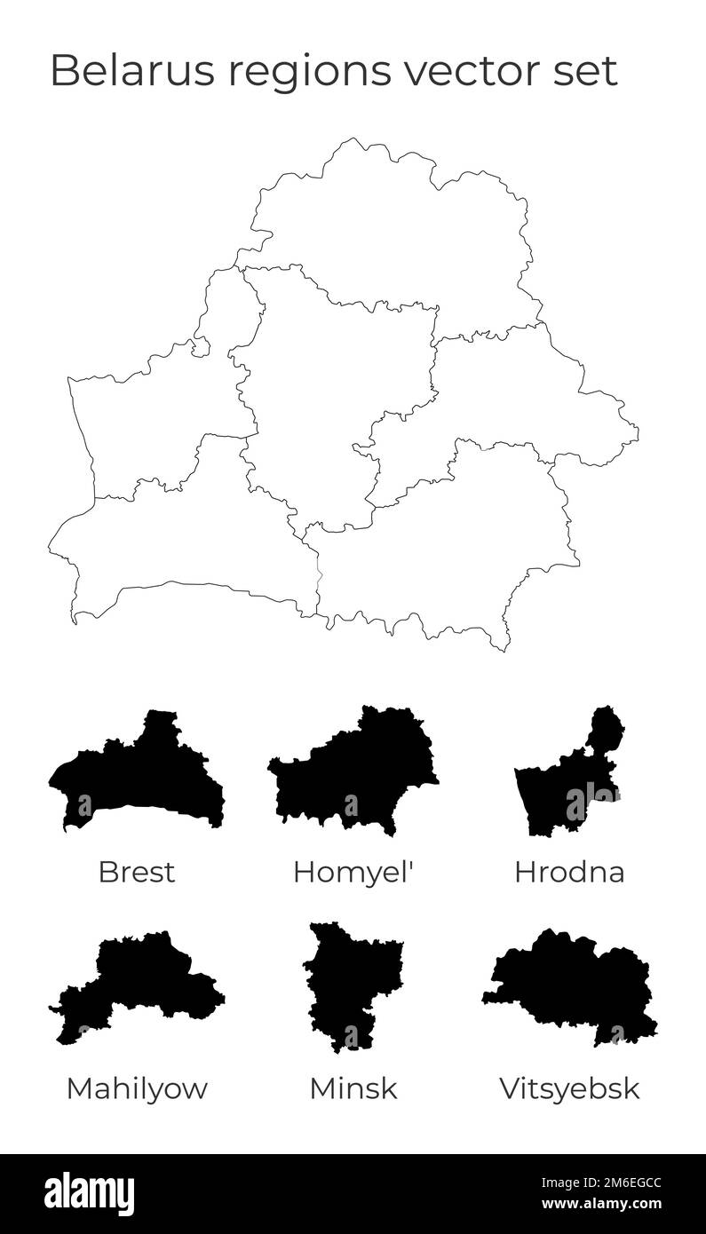 Belarus map with shapes of regions. Blank vector map of the country ...