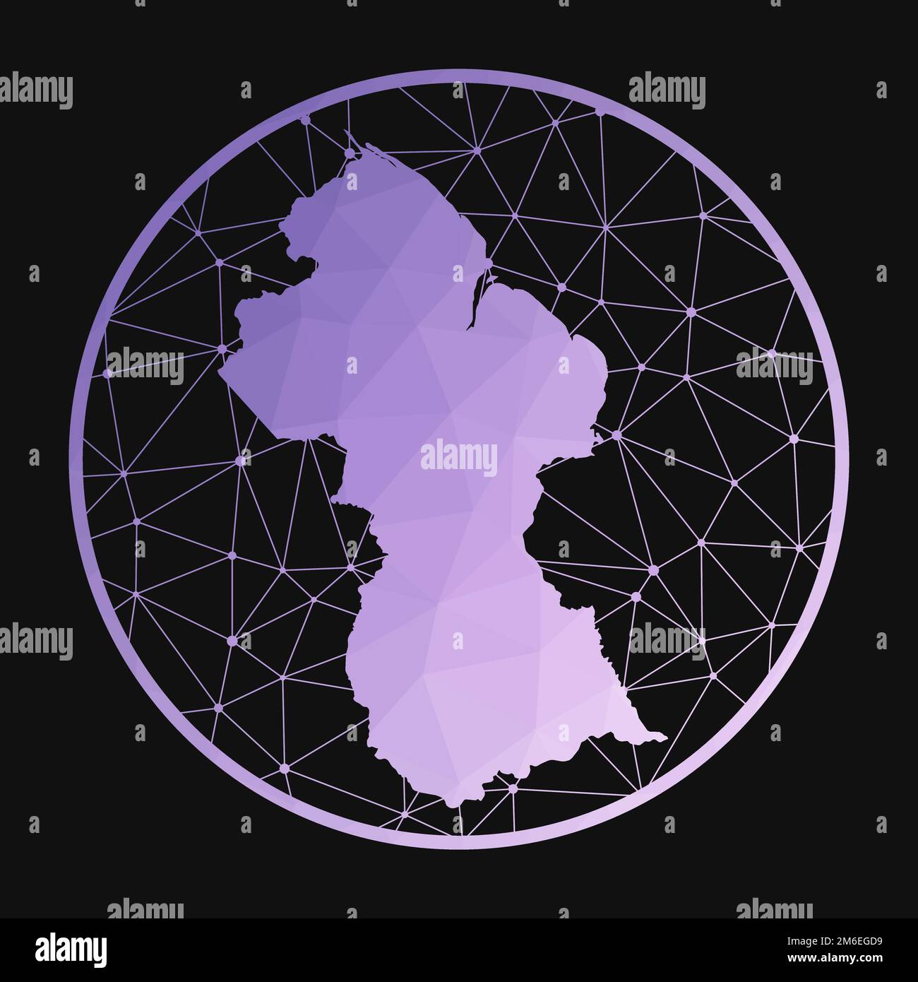 Guyana icon. Vector polygonal map of the country. Guyana icon in geometric style. The country ...